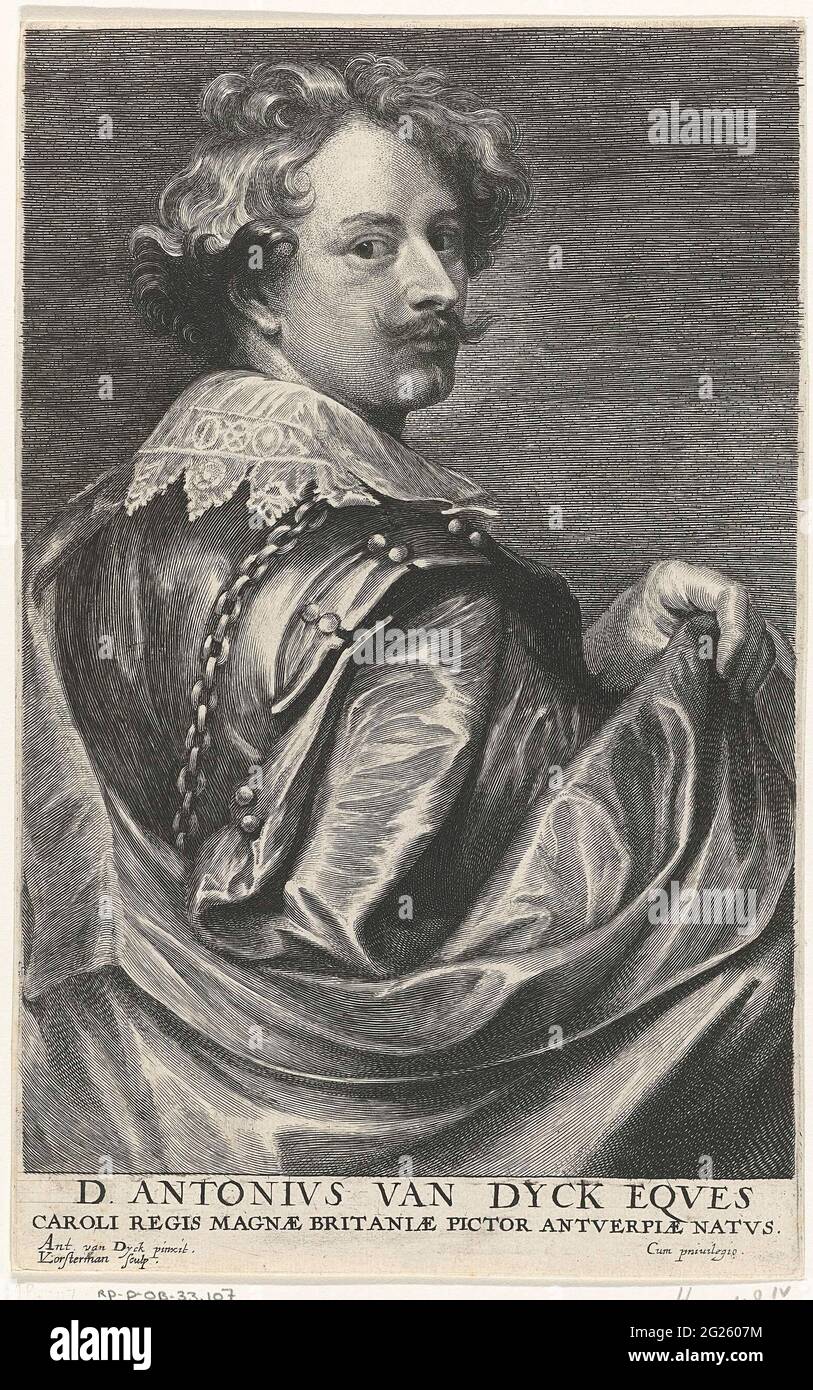 Portrait of Anthony van Dyck; Iconographie. Portrait of the painter Anthony of Dyck Stock Photo ...