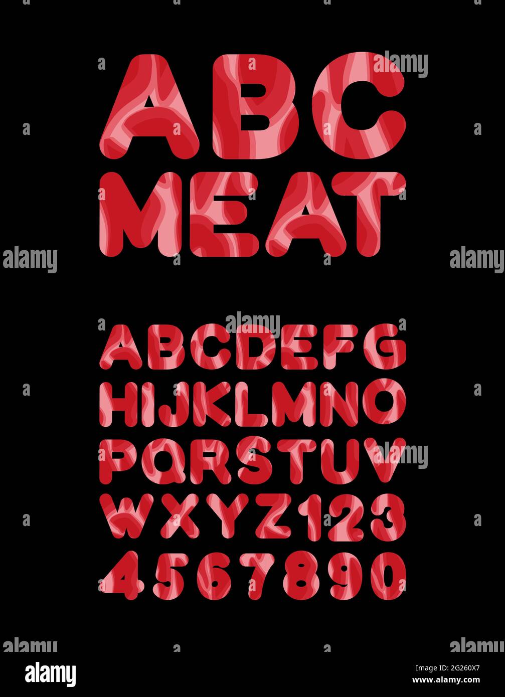 Meat font. Beef ABC. Meat letters. Pork Alphabet Stock Vector Image ...