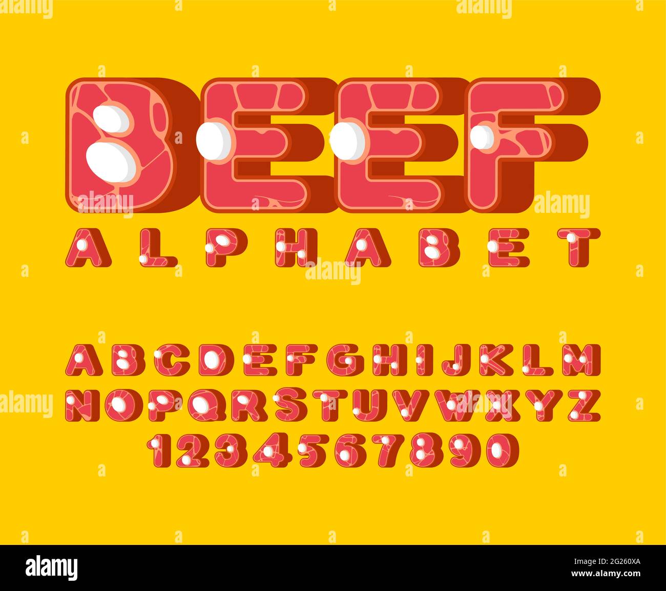 Beef font. Meat ABC. Meat letters. Pork Alphabet Stock Vector Image ...
