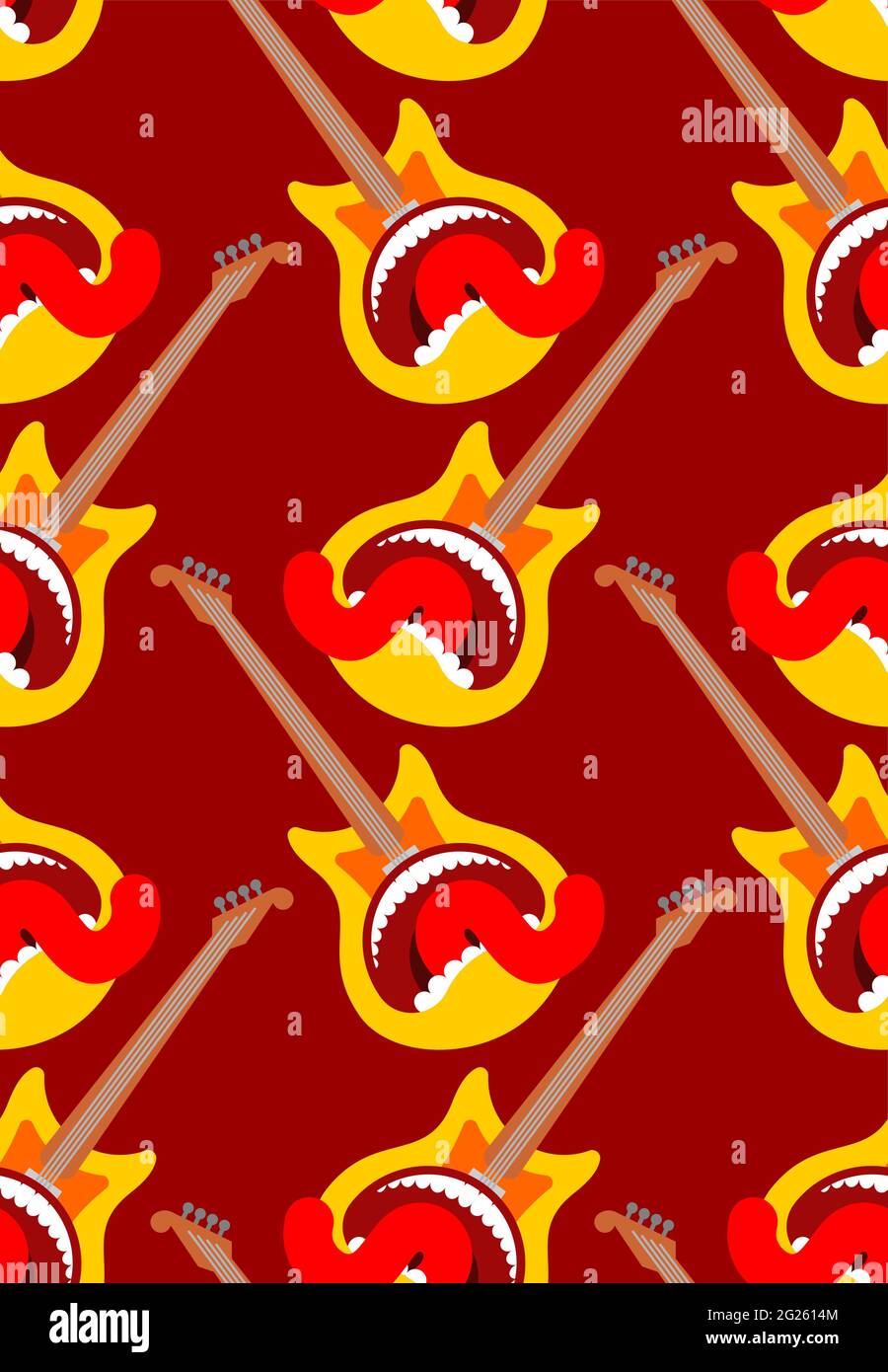 Guitar open mouth pattern seamless. Rock and roll symbol background ...