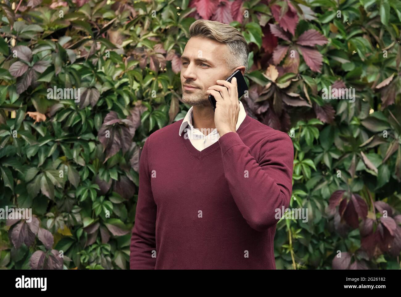 serious businessman answer the phone call, business call Stock Photo ...