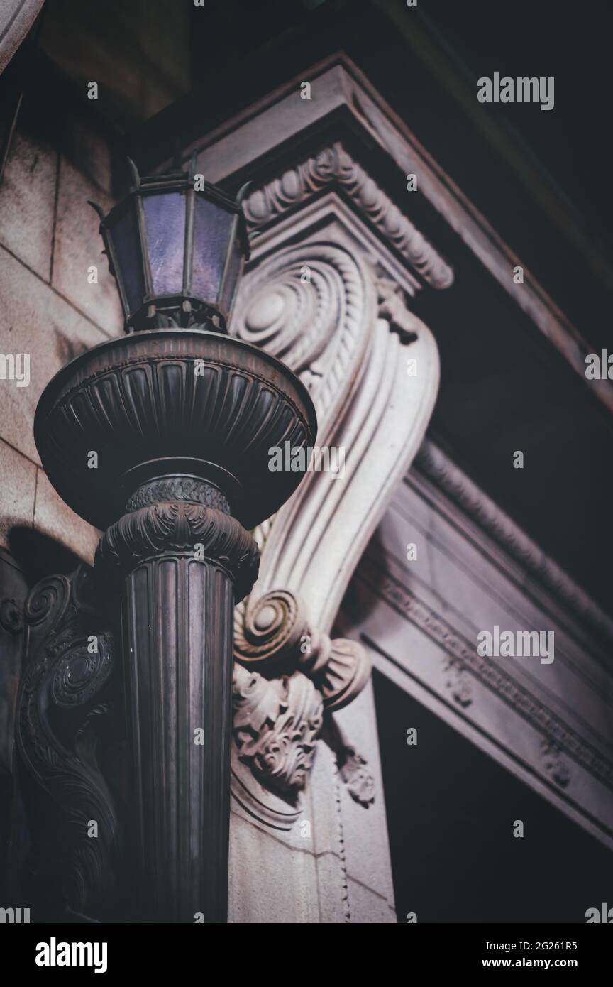 detail of building with gas light Stock Photo - Alamy