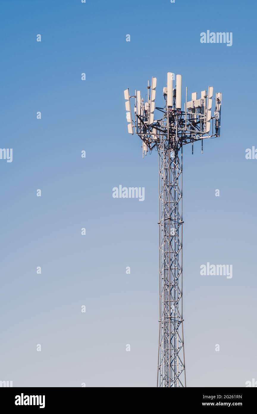 telecommunication towers with blue sky Stock Photo - Alamy
