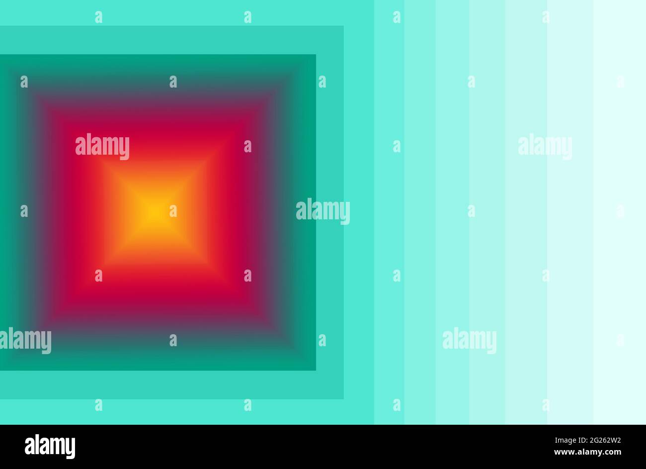Yellow and Red 3D Square with Gradient Green Frame for Abstract ...