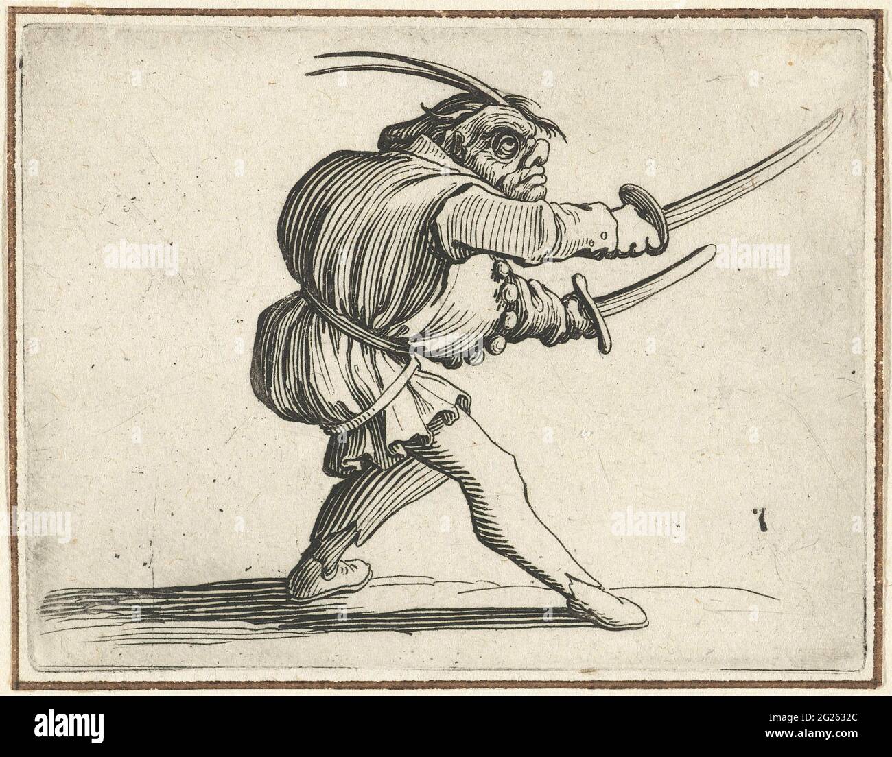 Groteske figure with two swords; Varie Figure Gobbi Di Jacopo Callot ...