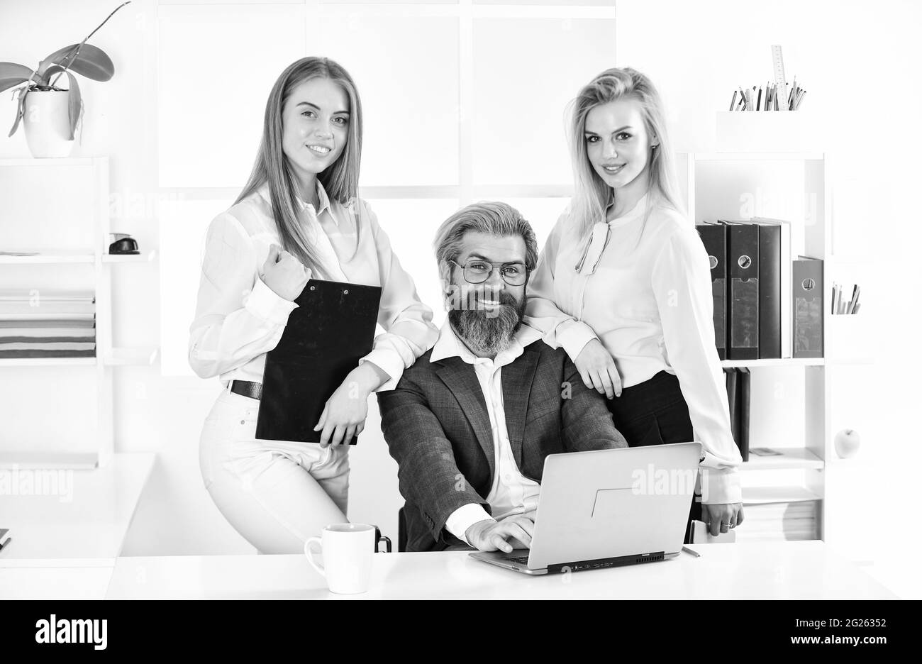 Man and women business colleagues. Office flirt. Career company ...