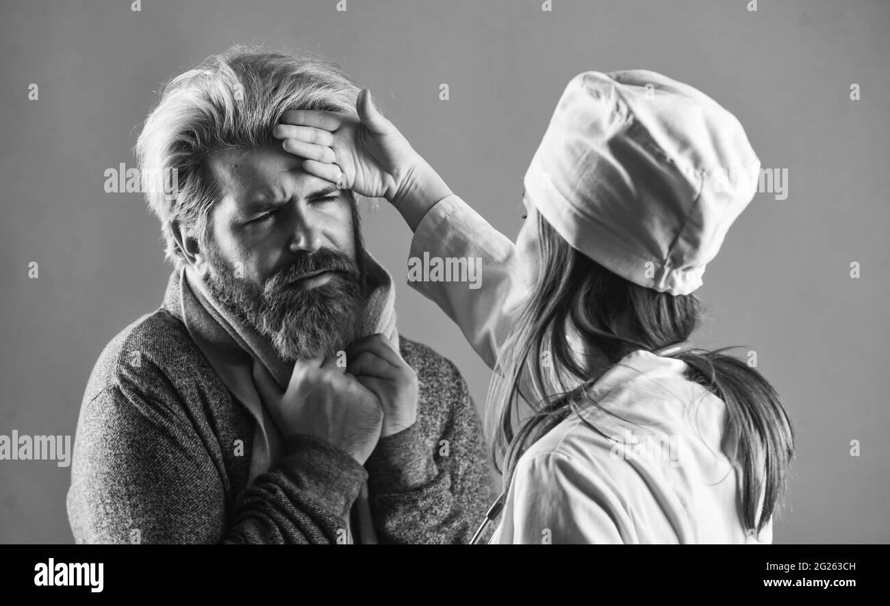 Medical worker examining patient. Patient care. diagnostics. Nurse ...