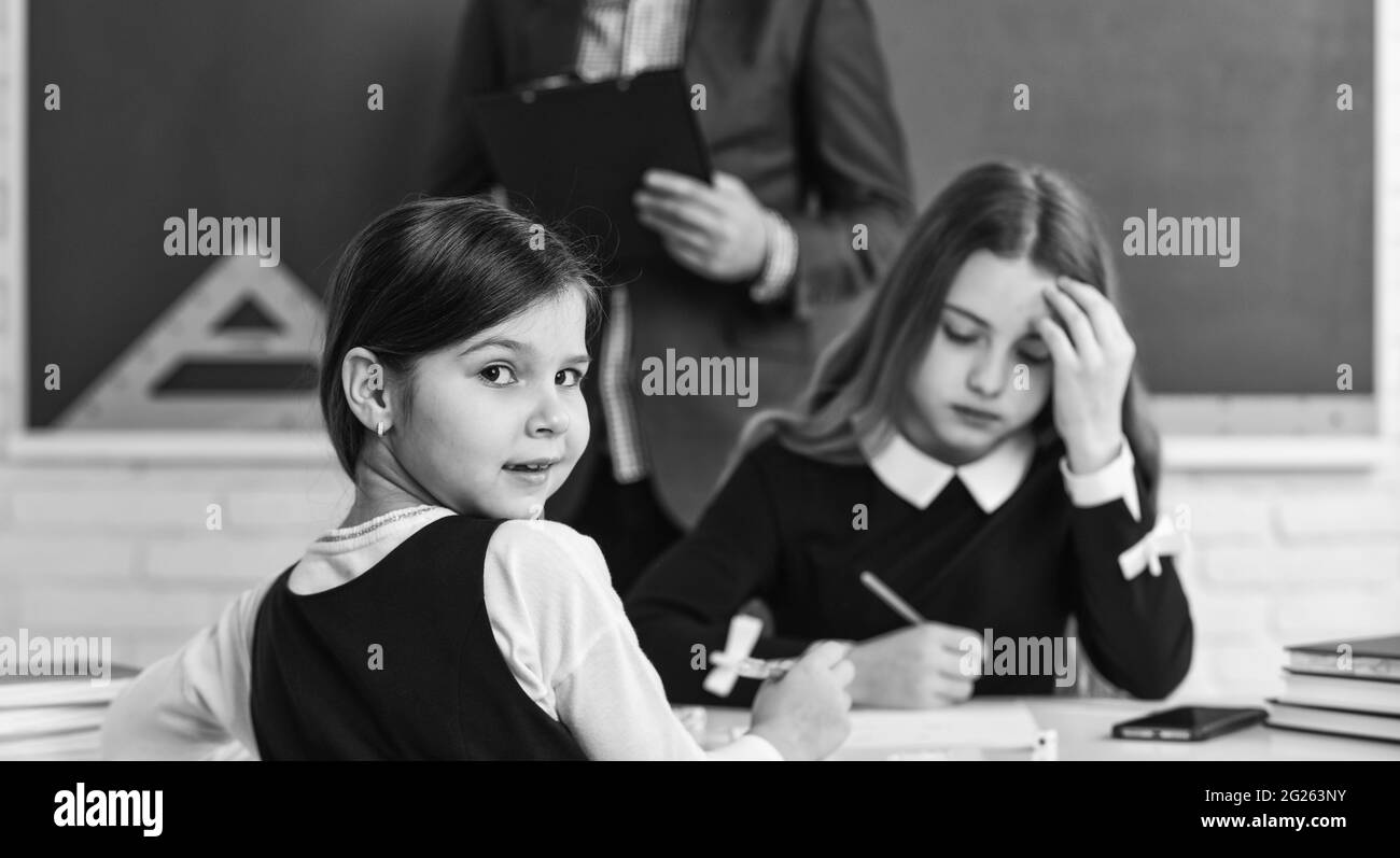 Focused and concentrated students. Control process. Testing students ...