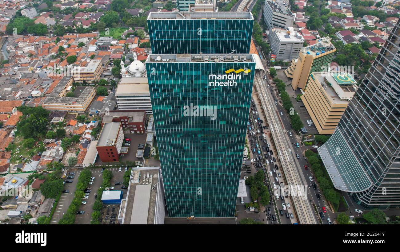 Aerial view of Mandiri inhealth tower located at Kuningan Central ...