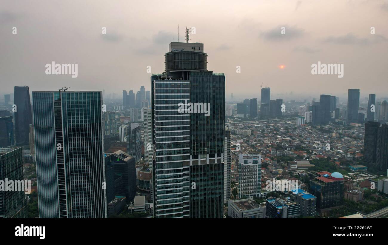 Aerial view of Architecture details Modern Building Glass facade ...