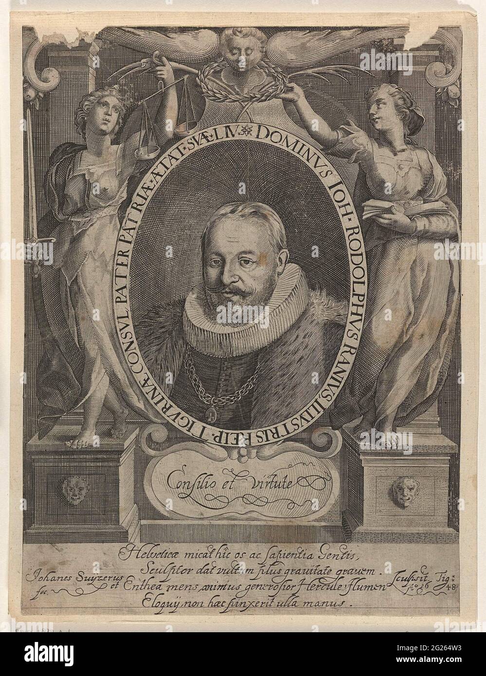 Portrait of ioh. Rodolphus Ranius, in oval; put peace to the right; On ...