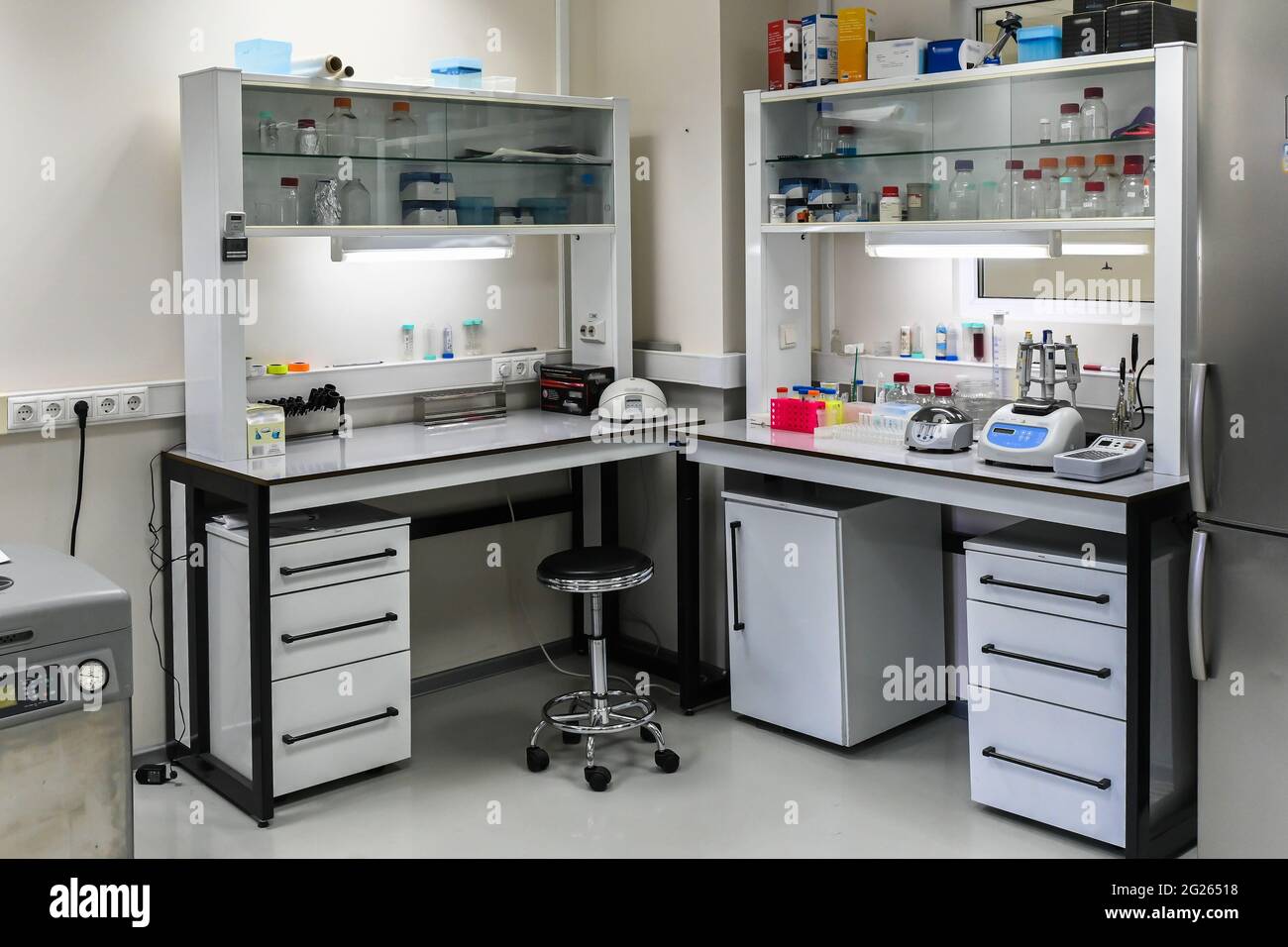 The interior of a modern research laboratory. A workplace for ...