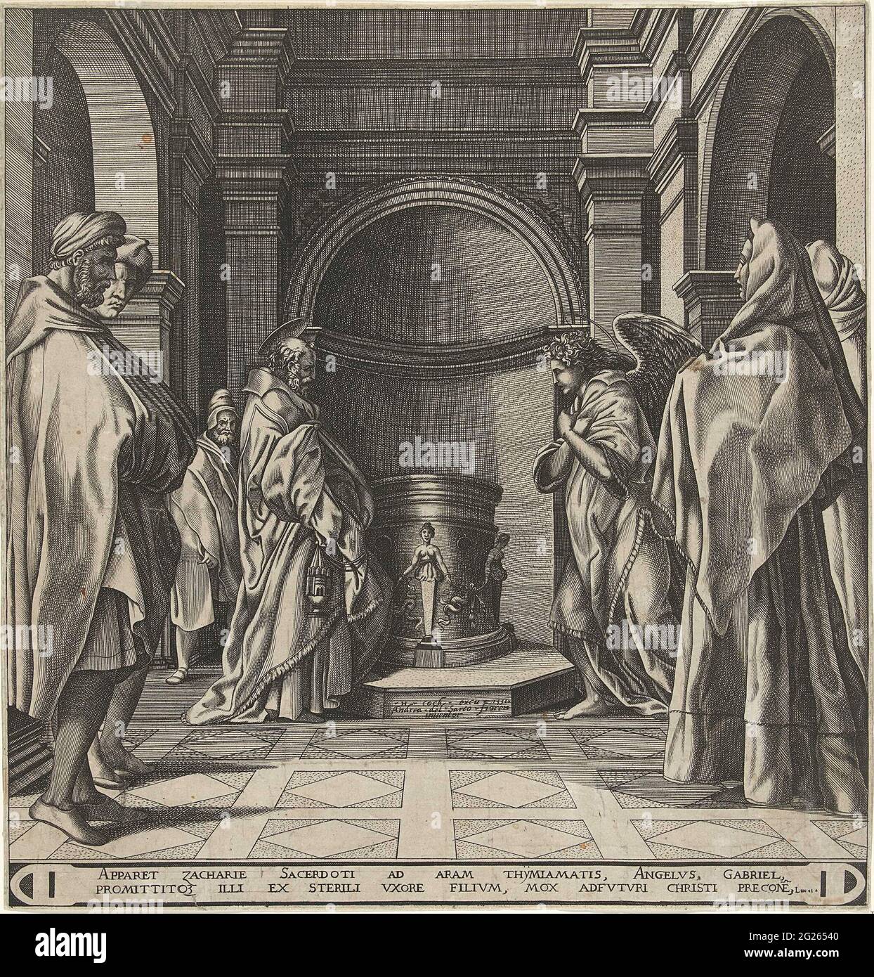 Announcement to Zacharias. In the interior of a temple, the high priest ...