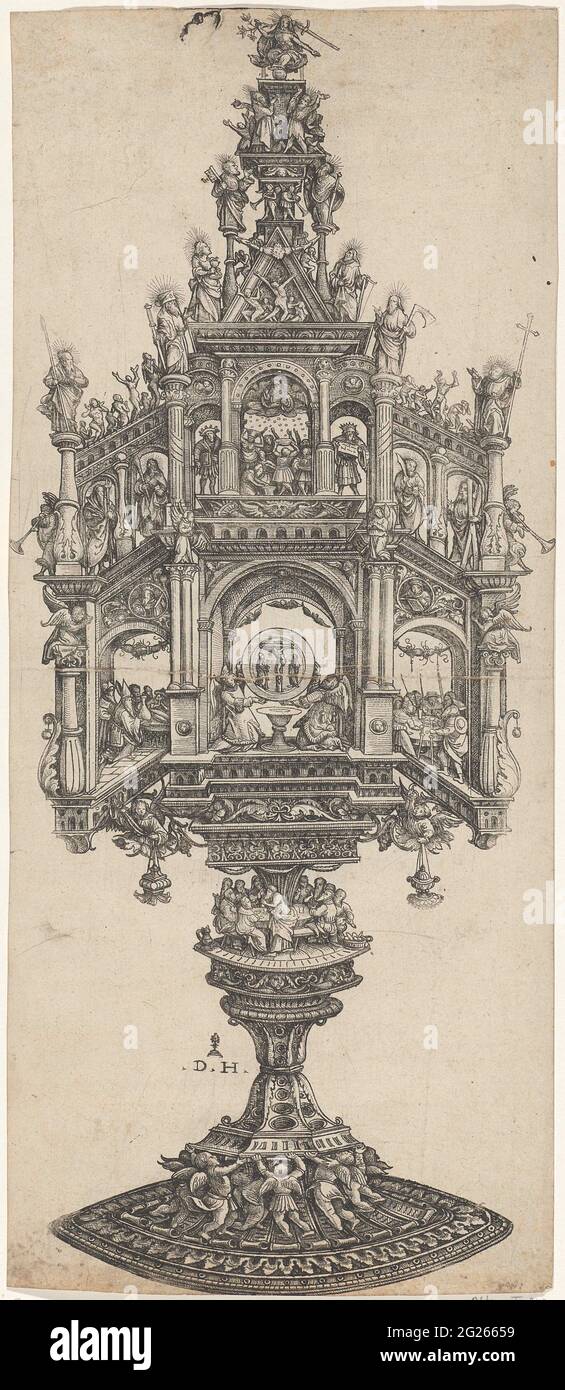 Design for a Monstrans; Monstrance. Monstrans with two angels that stop ...