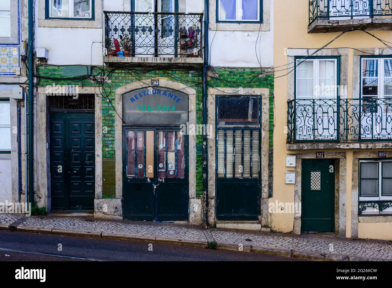 Traditional street in Lisbon Stock Photo - Alamy