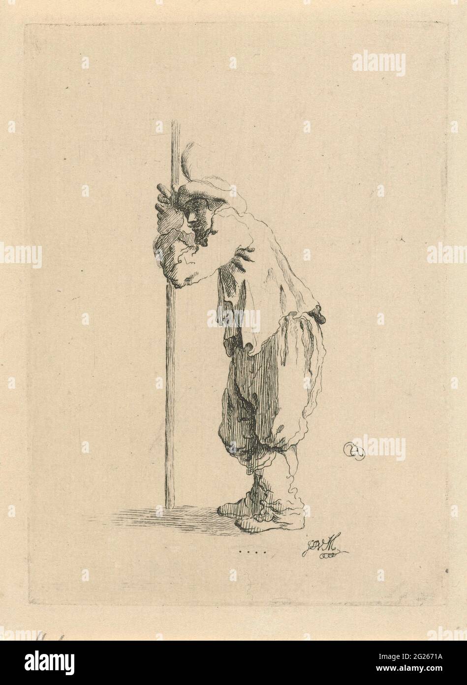 Man leaning on a stick Stock Photo - Alamy