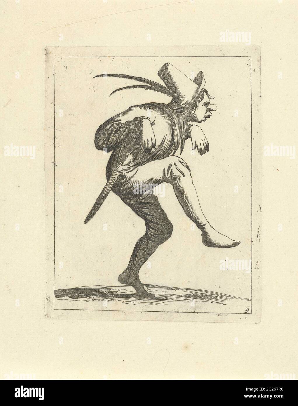 Dancing fool; Twelve fools. Dancing fool with a hat with feathers on ...