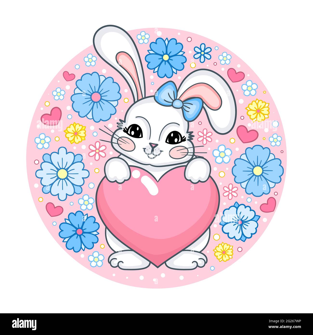 Cute cartoon rabbit with heart .Vector Stock Vector Image & Art - Alamy