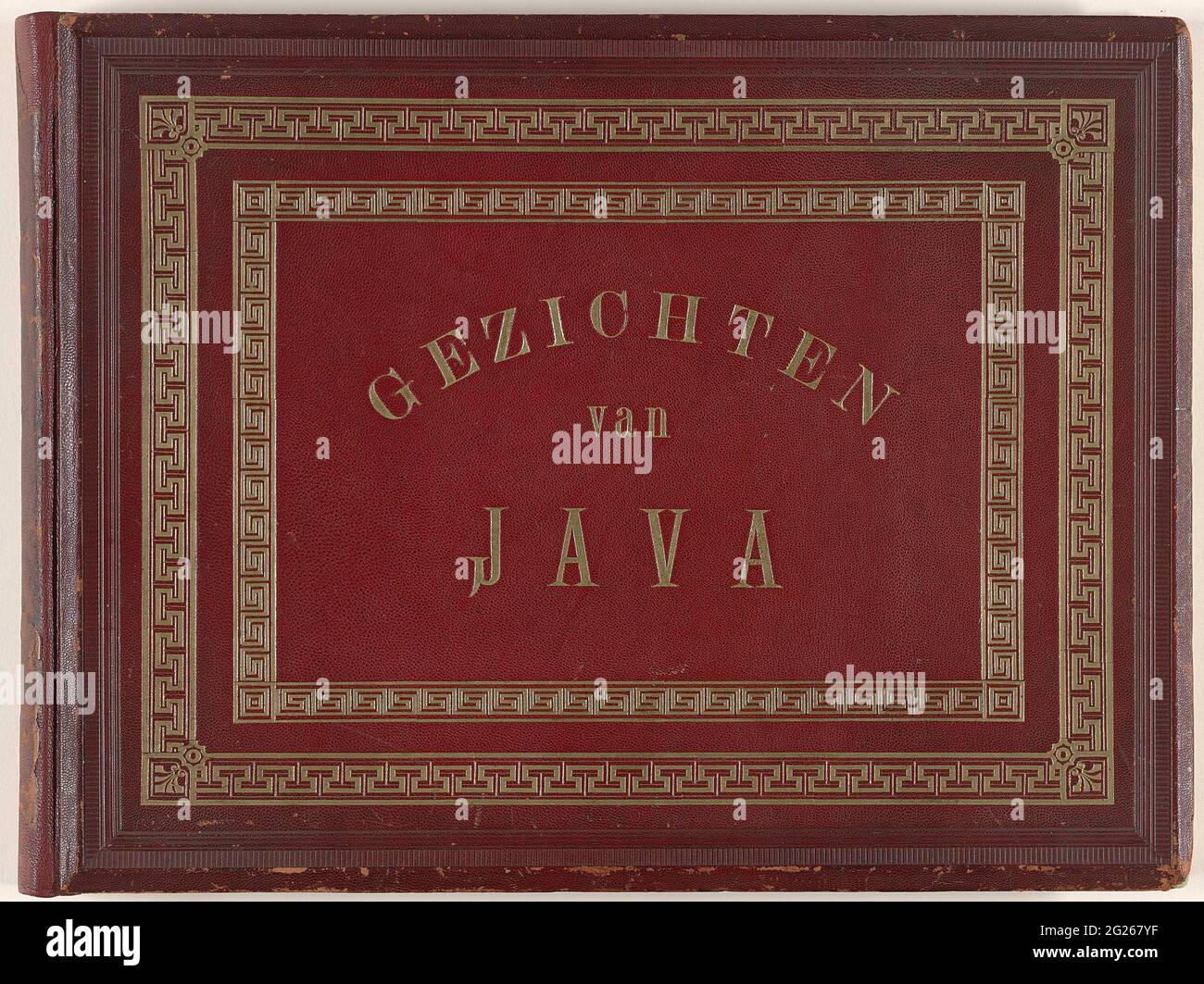 Faces of Java. Album with red leather strap, slippery back and pressed ...