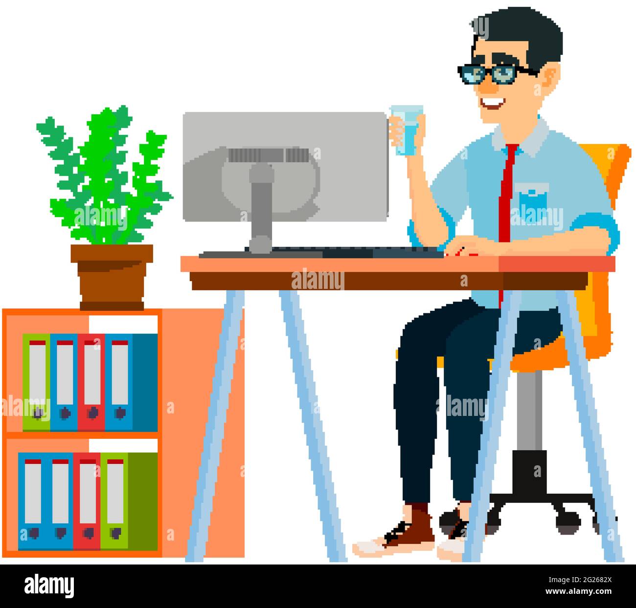 inspired programmer drinking water on home office working on new ...