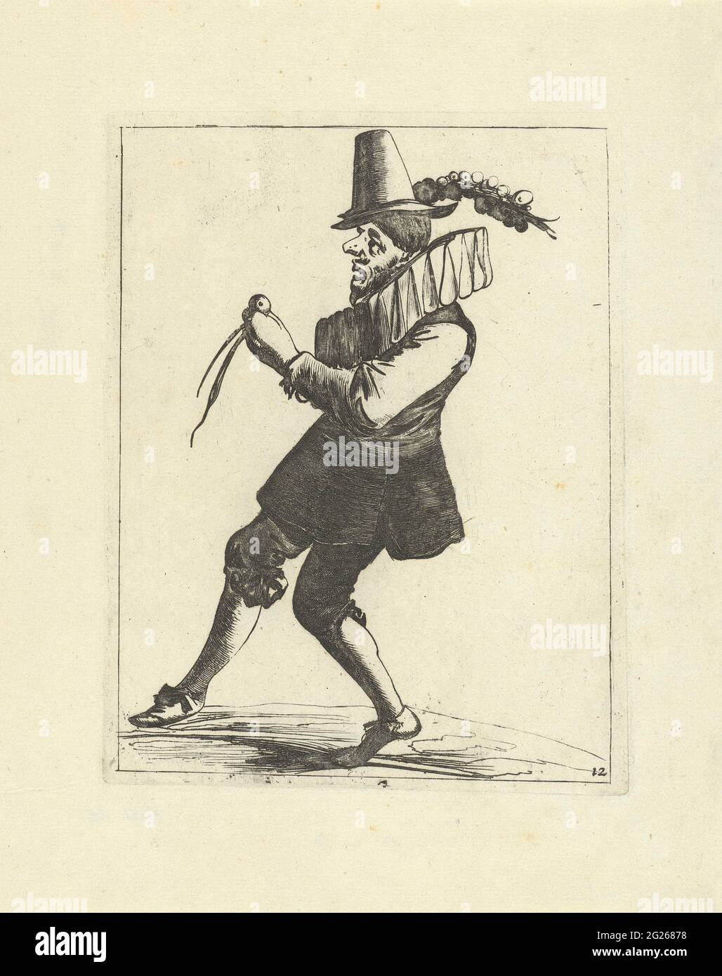 Spanish captain; Twelve fools. Satirical representation of a Spanish ...