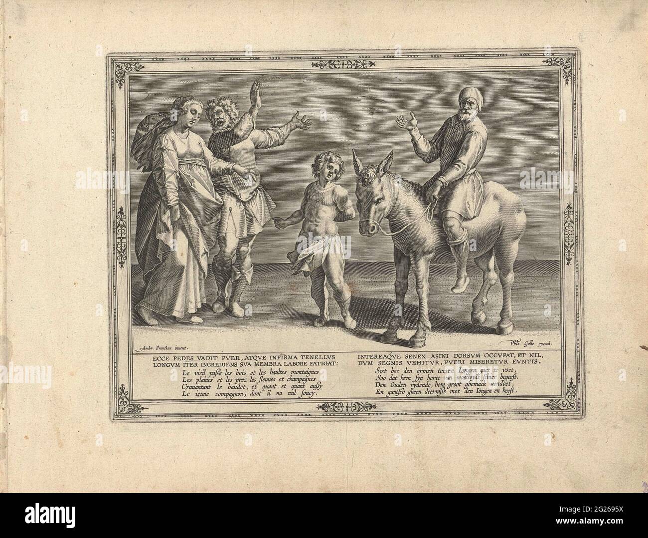 Father on the back of the donkey, the son on foot; Father's fable, son ...