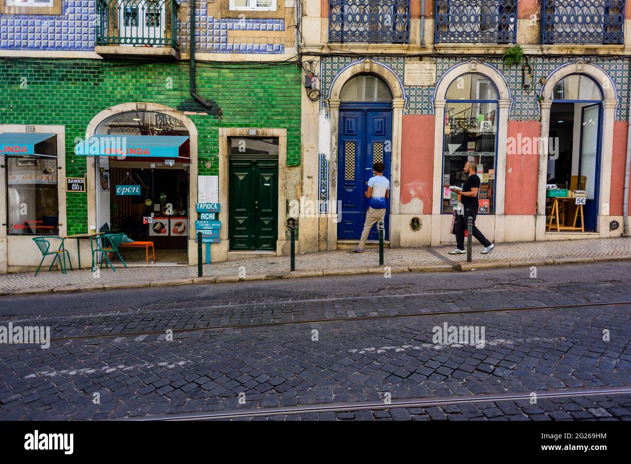 Traditional street in Lisbon Stock Photo - Alamy
