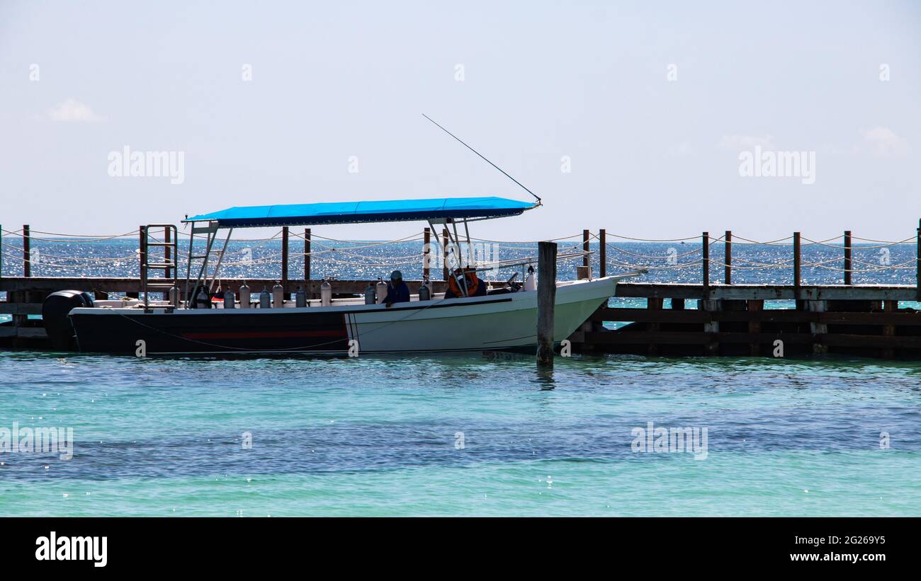 Boats in the port of Cancun Stock Photo - Alamy