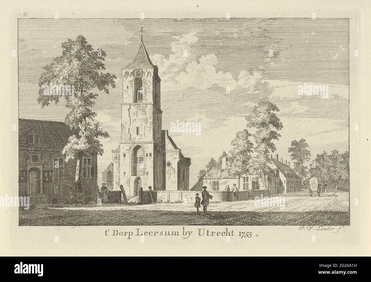 Village face in Leersum, 1755; T 'village of Leersum by Utrecht, 1755 ...