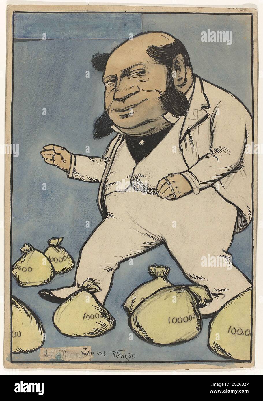Capitalist. Caricature of a capitalist, thick, big head, small body ...