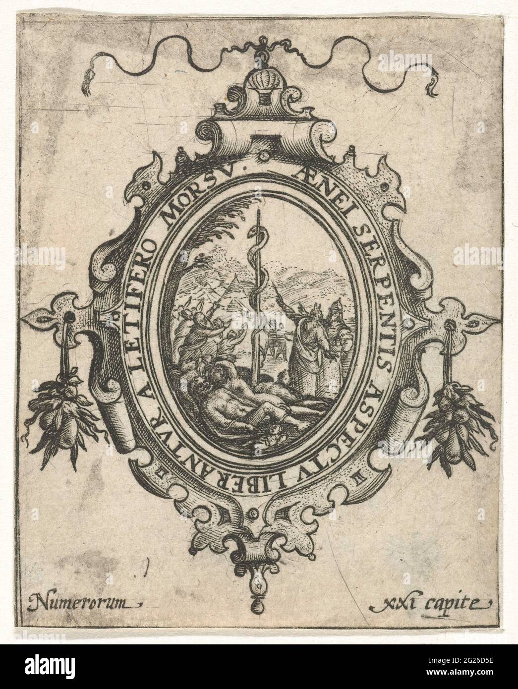 Moses and the copper snake. Medallion with Moses and the copper snake ...