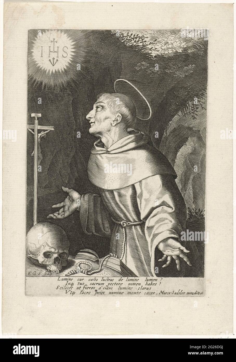 Saint Francis. The H. Franciscus, his arms spread. He stands for a ...