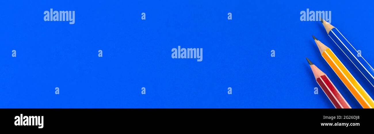 Learning school concept, education theme banner with pencils, blue ...