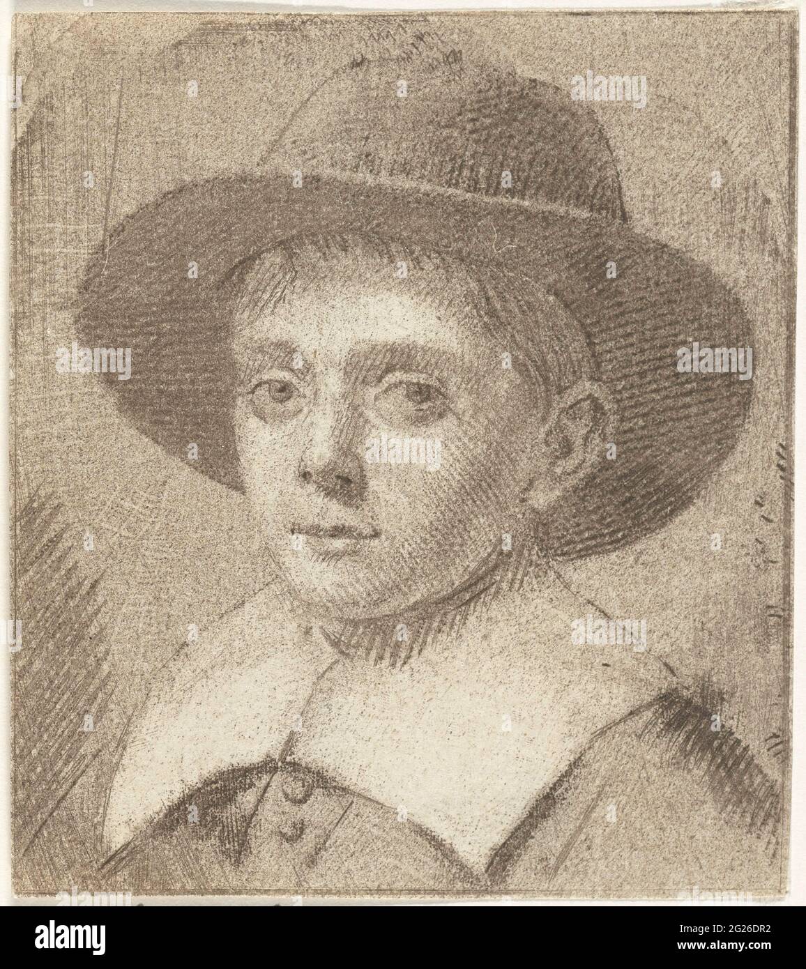 Portrait of an unknown boy. Portrait of an unknown boy with a hat on ...