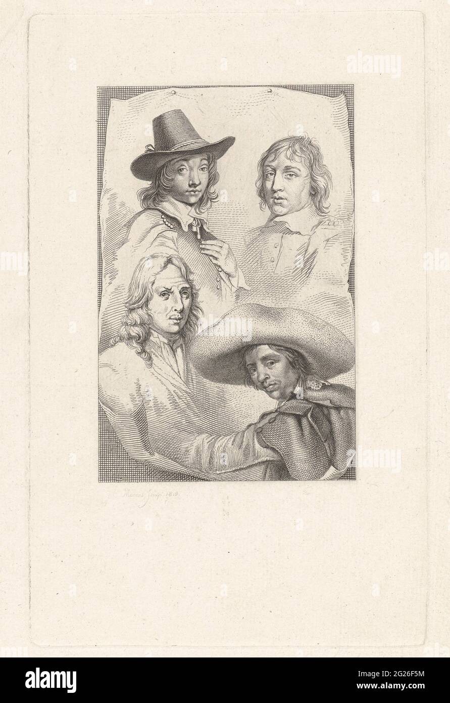 Portraits of Cornelis Visscher, Jan de Visscher, Richard Brokenburg and ...