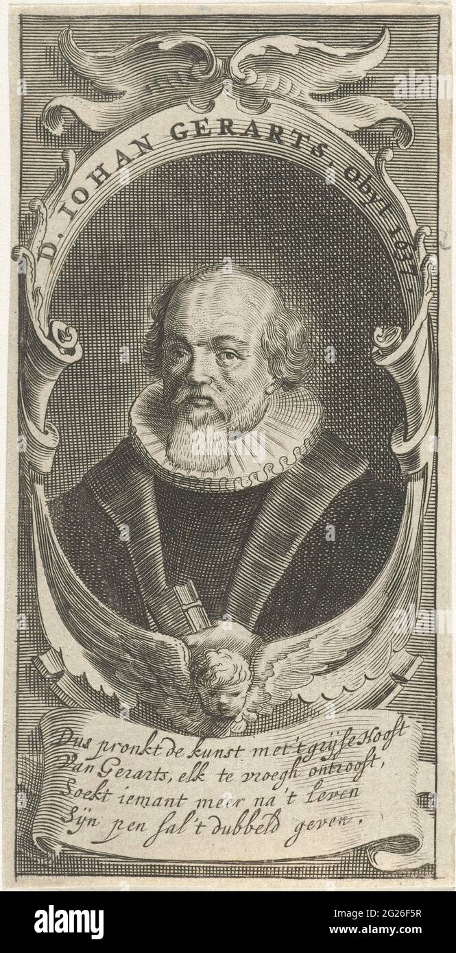 Portrait of Johannes Gerarts. Bust of Johannes Gerarts in a decorated ...