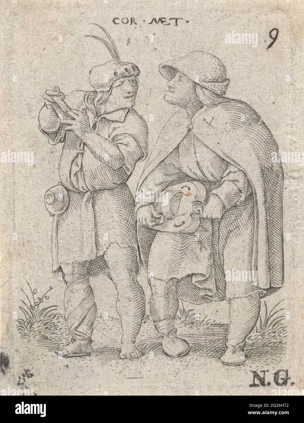 Musical beggars; Dancing moals. Two beggars, one with castanets in the ...
