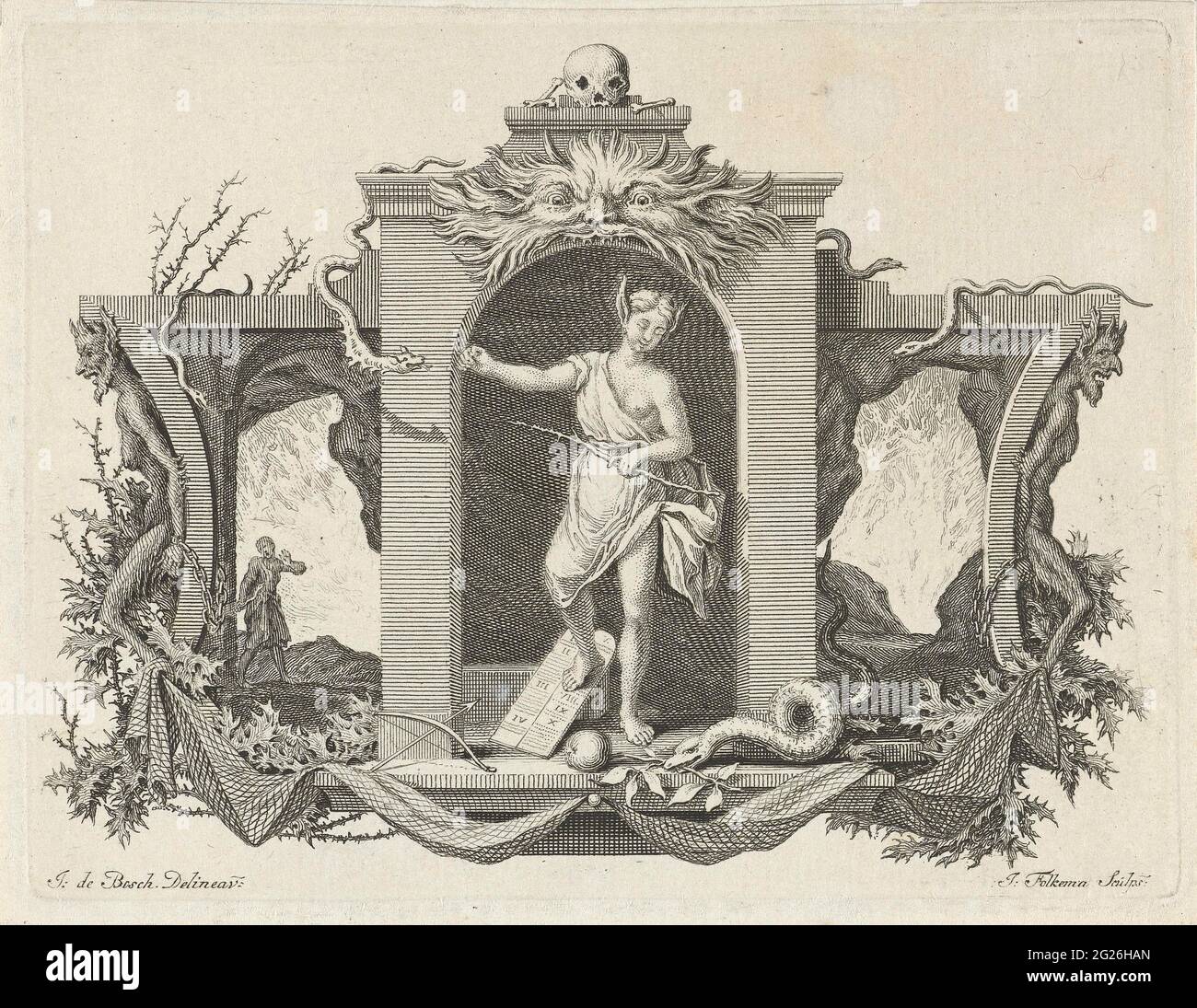 Vignet with the personification of vice; Virtues and vices. Vignet with ...