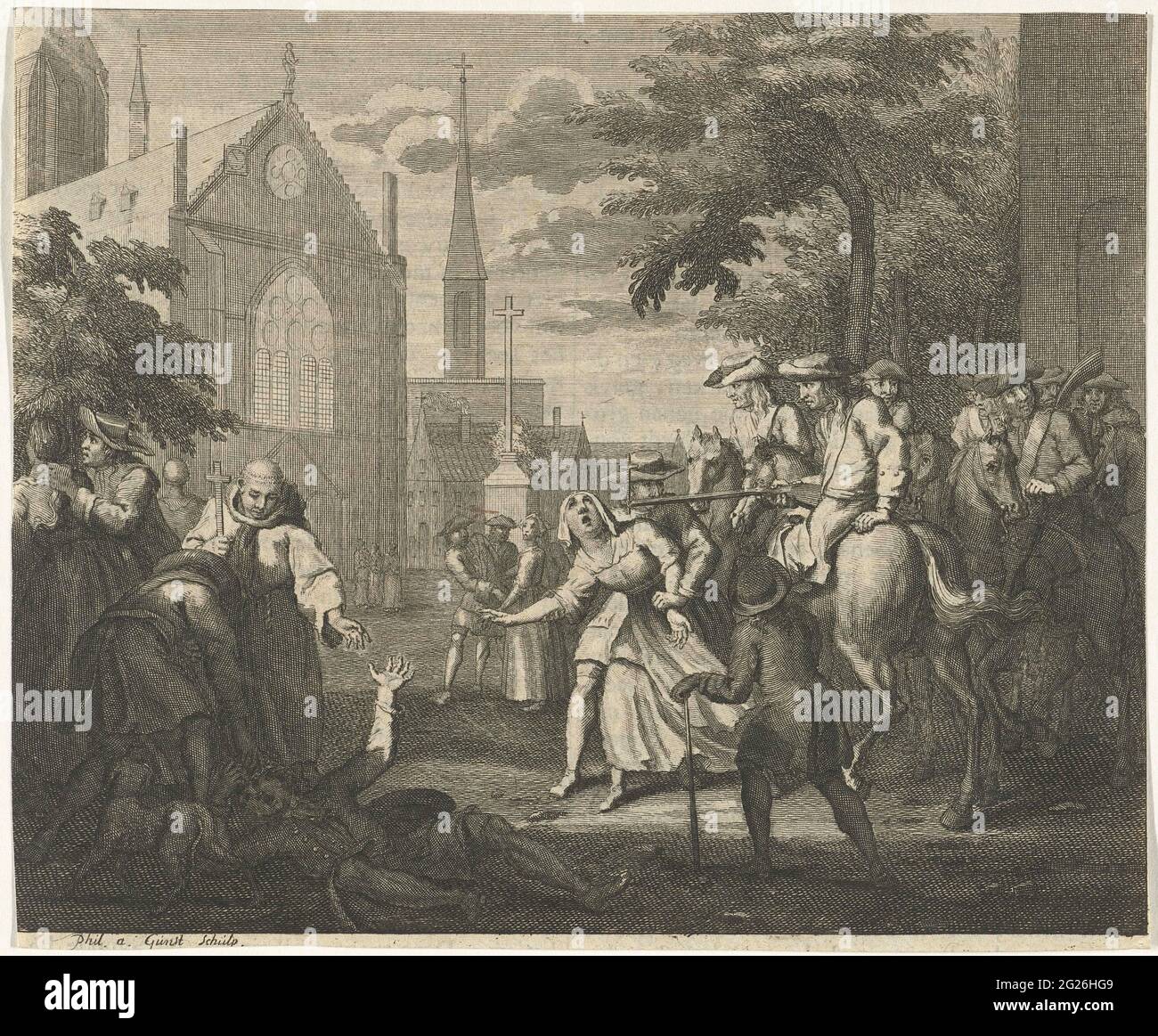 Process of Protestants in France, 1685. Protestants are put together by ...