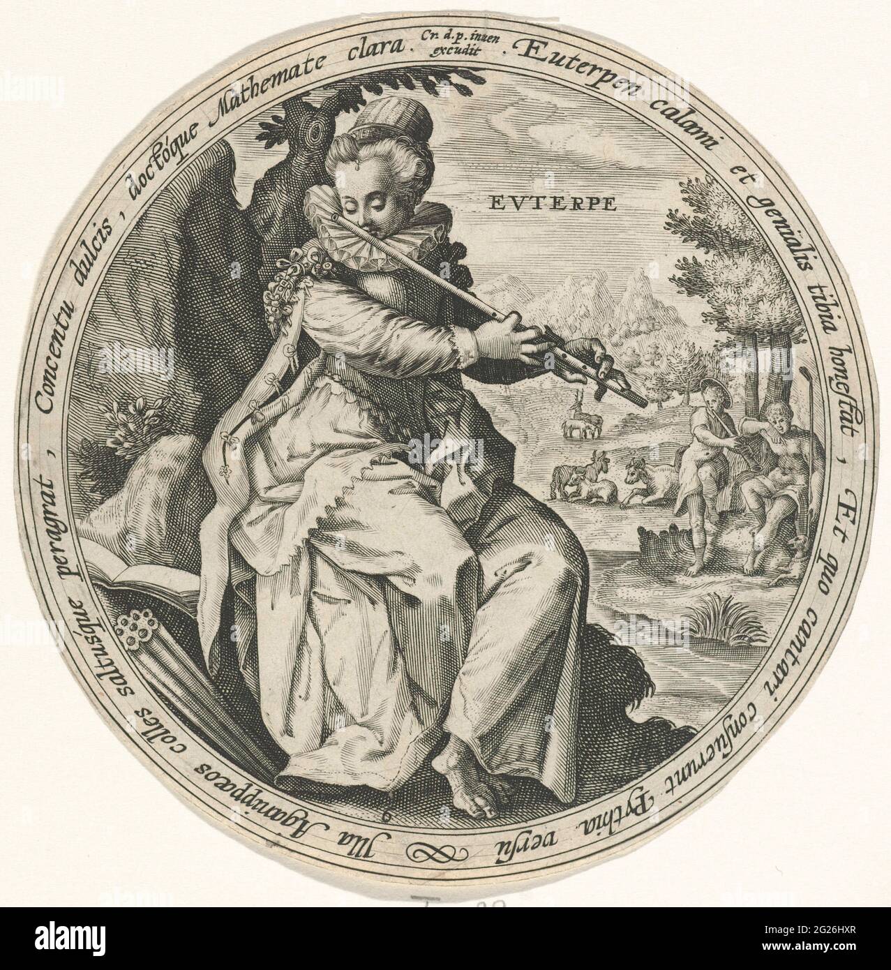 Euterpe; The nine muses. Landscape with euterpe, the muse of the music ...