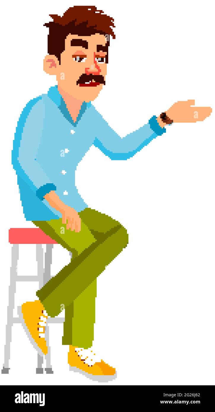 mustached bored man answering on dull subject cartoon vector Stock ...