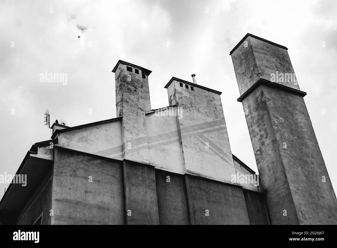 Tower and chimneys Black and White Stock Photos & Images - Alamy