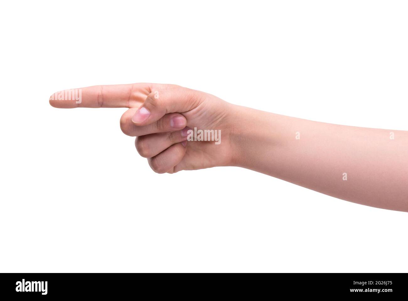 One person's hand points the index finger straight out to divert ...