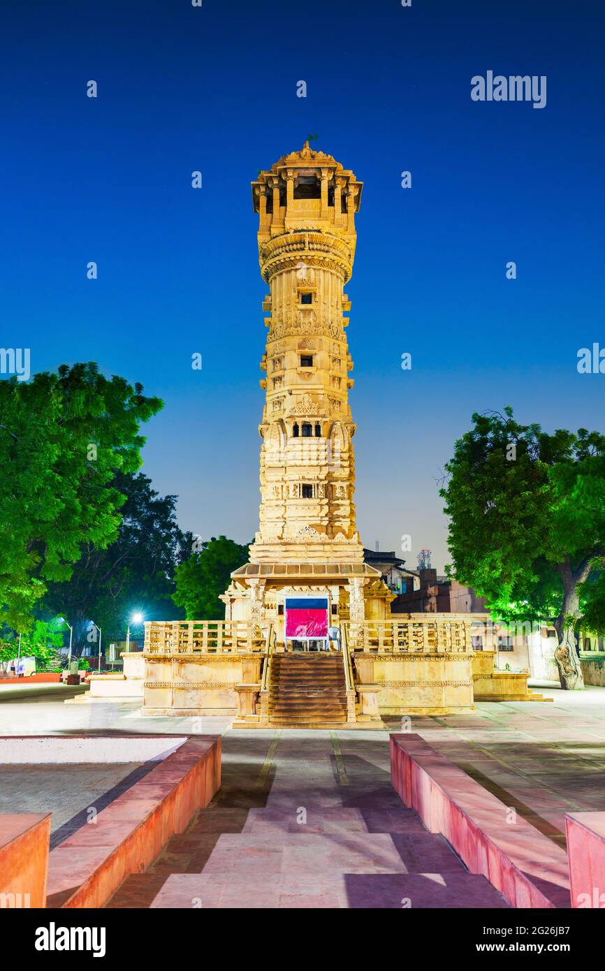 Kirti Stambh Tower at the Hutheesing Temple, the best known Jain temple ...