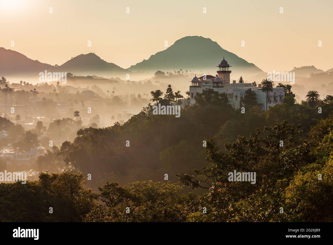 Mount Abu and Aravalli mountain range aerial panoramic view. Mount Abu ...