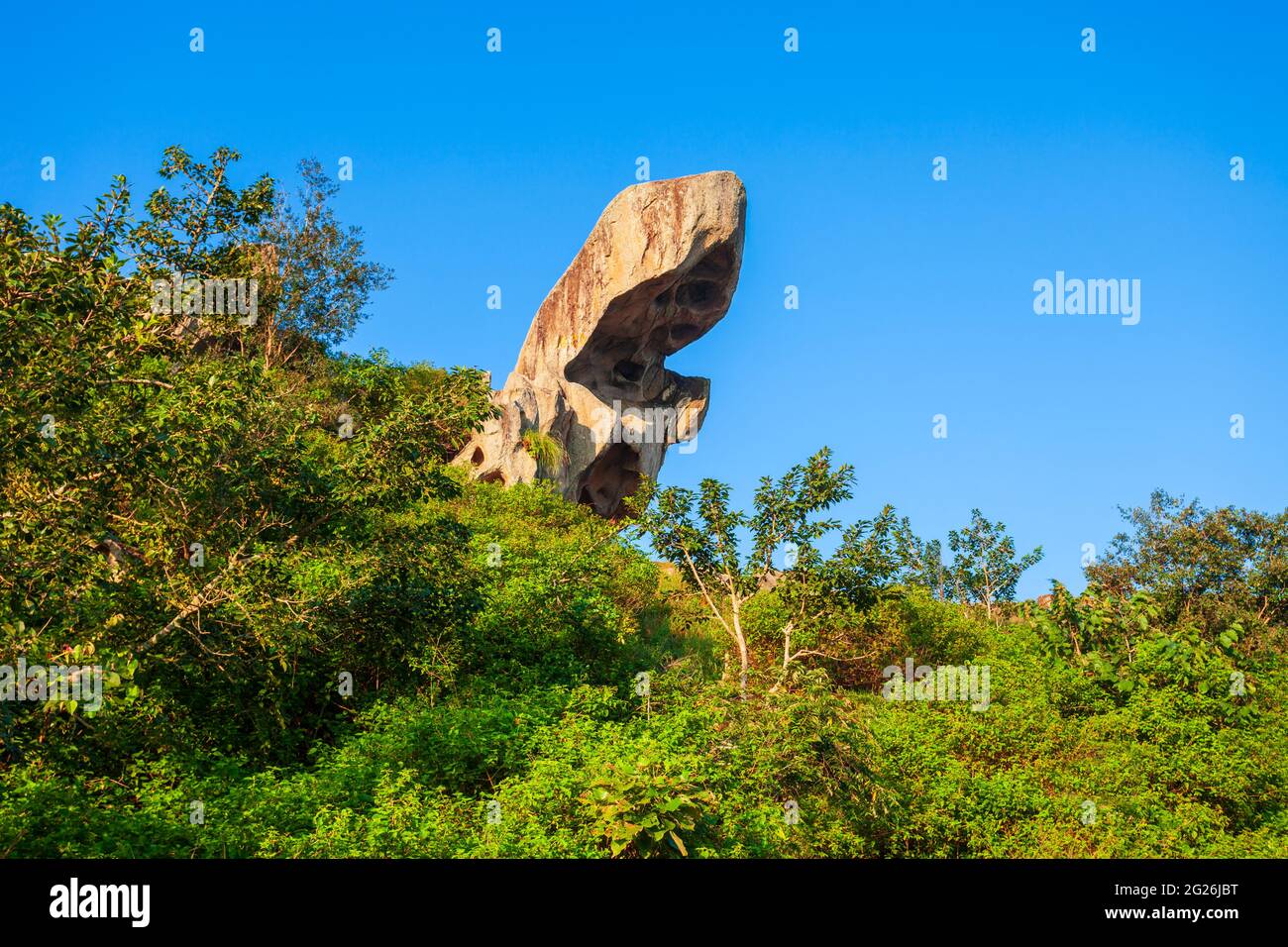 Toad rock on a hill in Mount Abu. Mount Abu is a hill station in ...