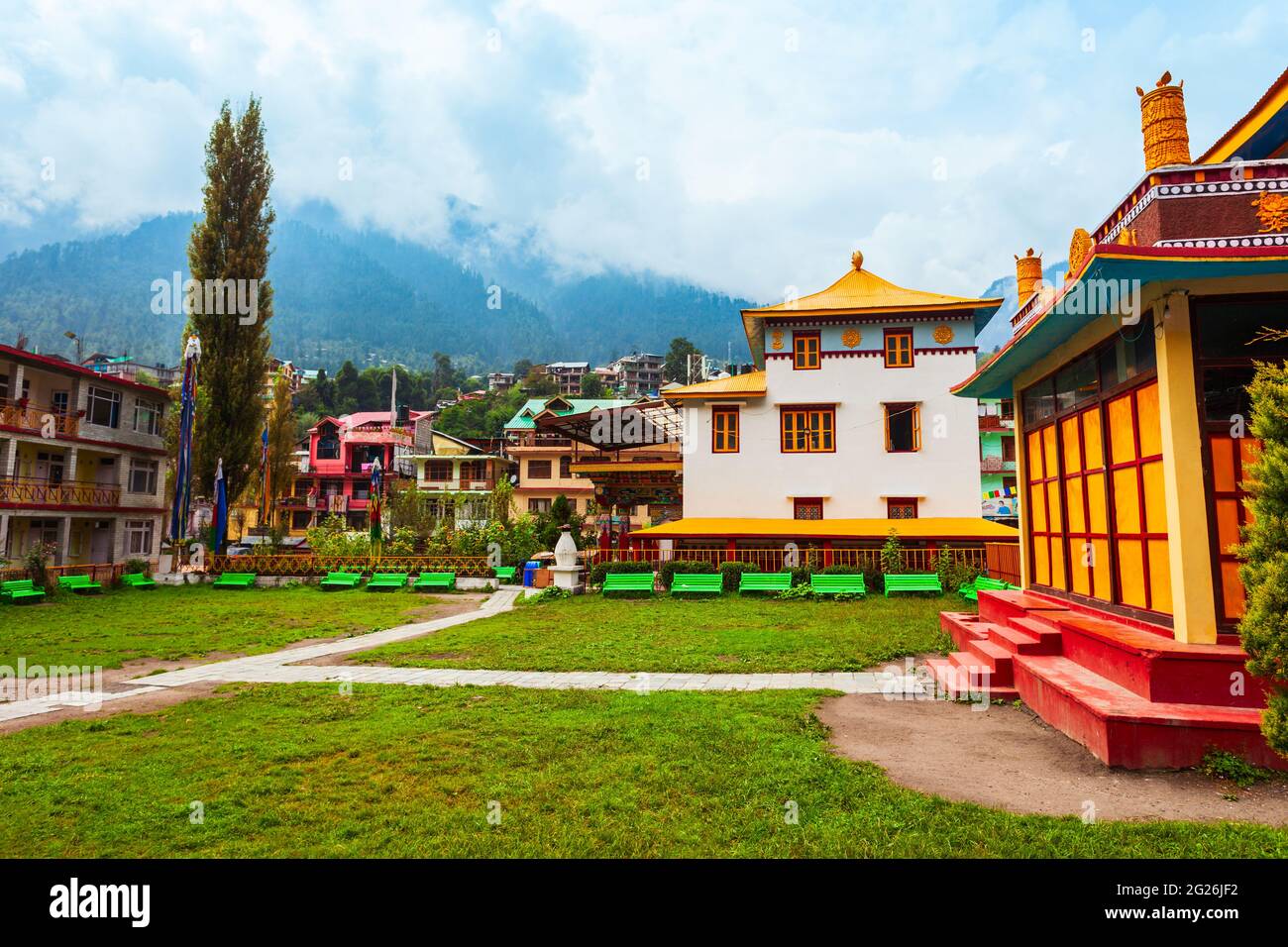 Buddhist Monastery and Temple in Manali town, Himachal Pradesh state of ...