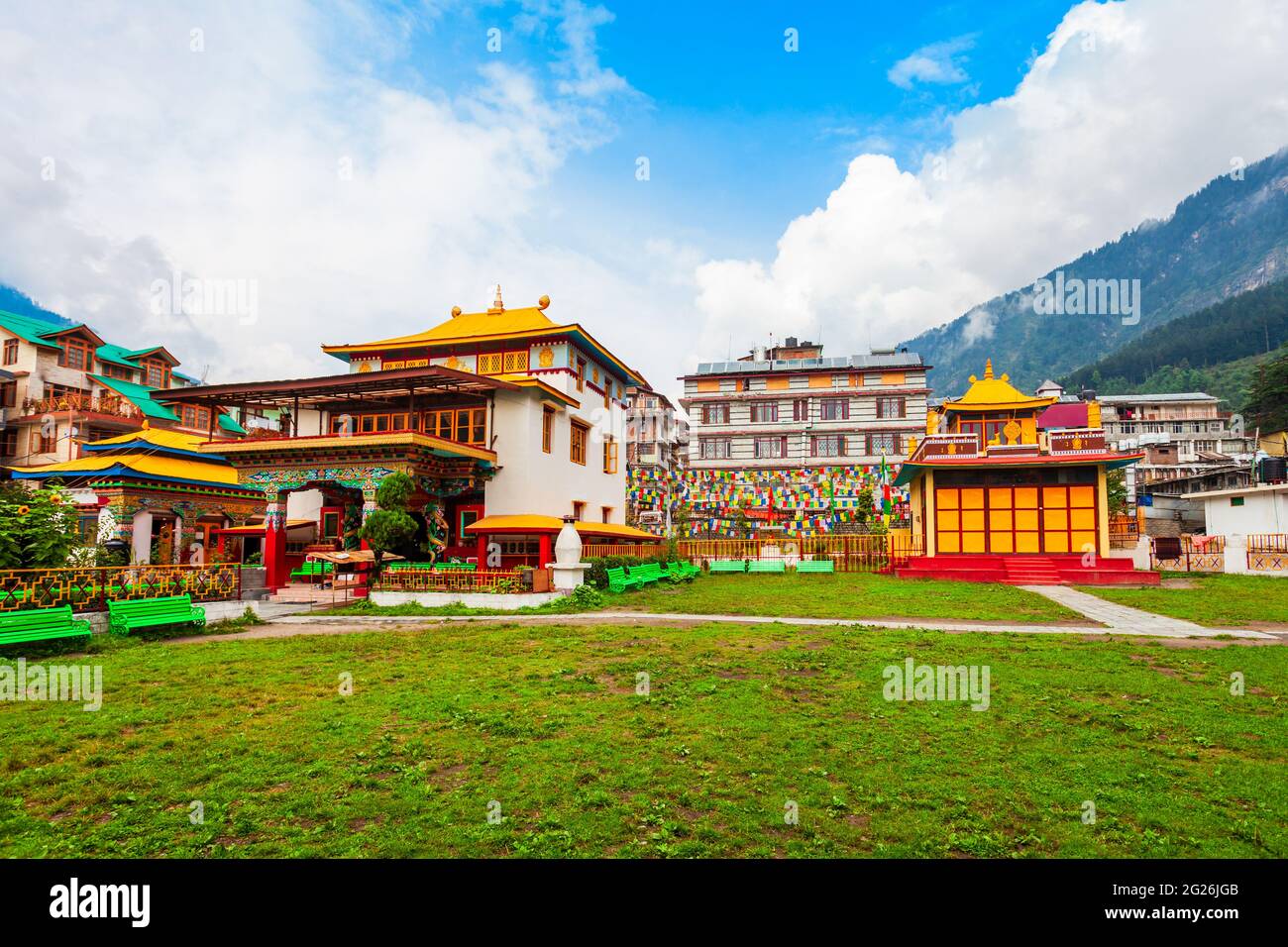 Buddhist Monastery and Temple in Manali town, Himachal Pradesh state of ...