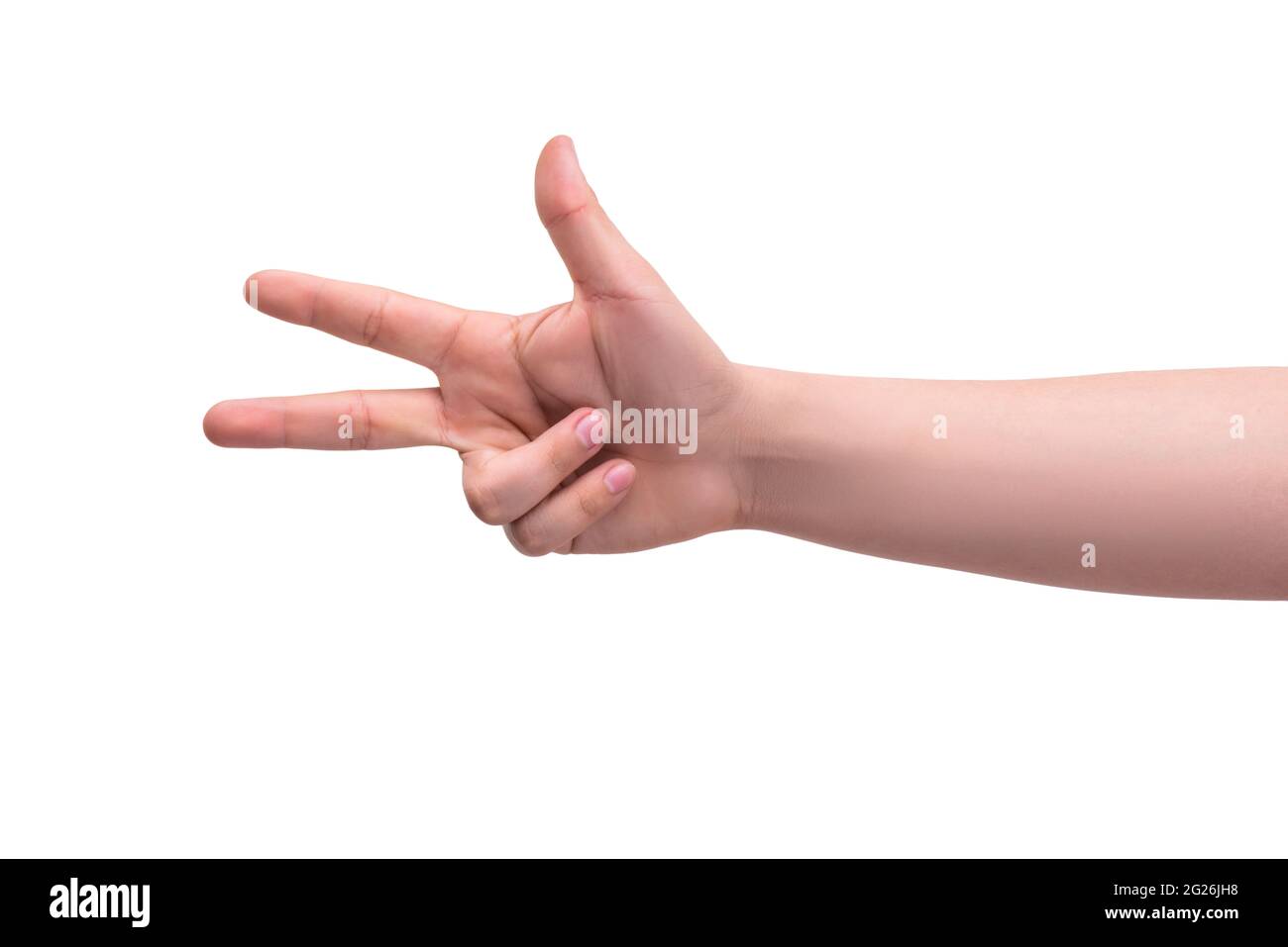 Gestures. One person's hand shows three fingers. Account concept 1,2,3 ...