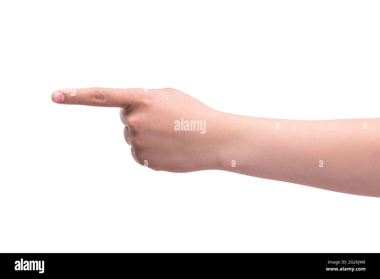 One person's hand points the index finger straight out to divert ...